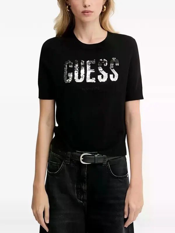 Guess Sequin Short-sleeve T-shirt - Black