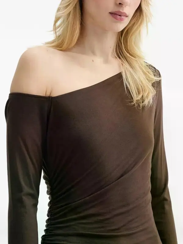Guess One-shoulder Long-sleeve Top - Brown