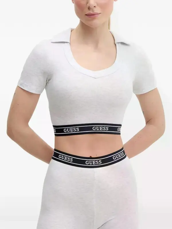 Guess Collar Crop Top - White
