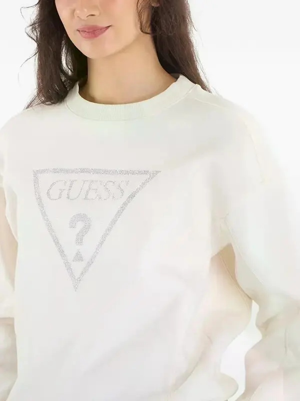 Guess Logo-studded Cotton Sweatshirt - White