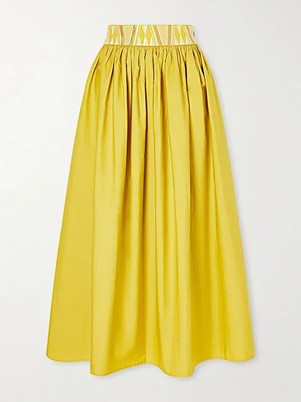 EMPORIO SIRENUSE Ombretta Embroidered Midi Skirt - Green