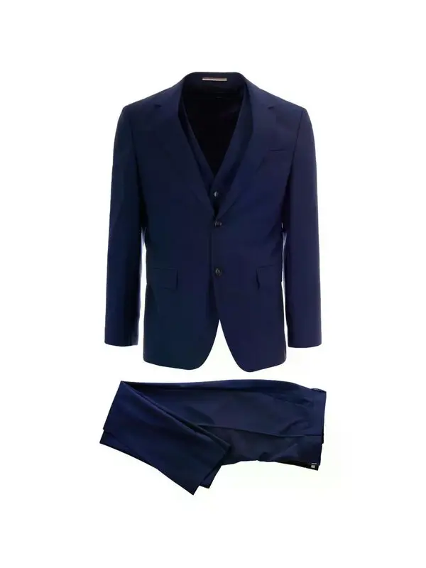BOSS Three-piece Slim-fit Suit In Virgin Wool - Blue