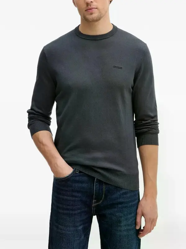 Guess Logo Embroidered Long Sleeve Sweatshirt