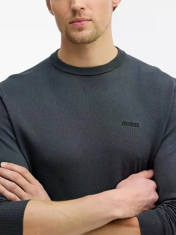 Guess Logo Embroidered Long Sleeve Sweatshirt