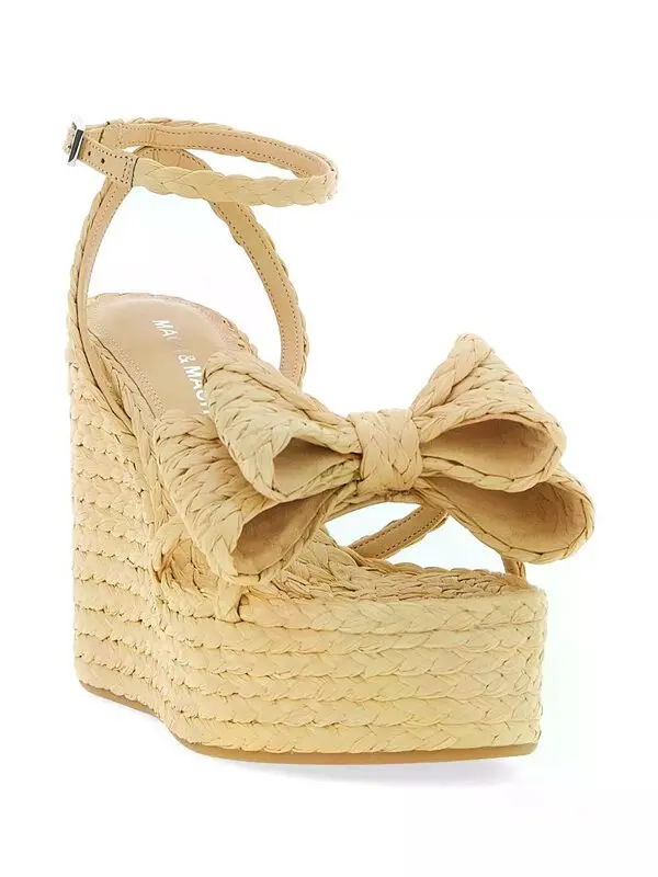 Mach & Mach Cadeau Bow Raffia Sandals - Neutrals