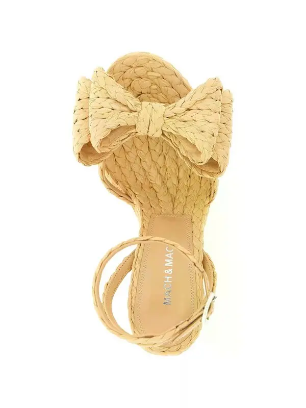 Mach & Mach Cadeau Bow Raffia Sandals - Neutrals