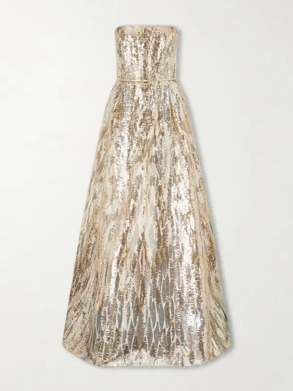 Elie Saab Strapless Sequin-embellished Tulle Gown