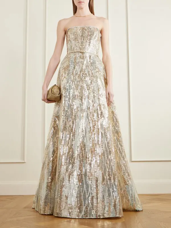 Elie Saab Strapless Sequin-embellished Tulle Gown