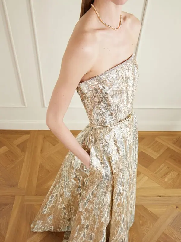 Elie Saab Strapless Sequin-embellished Tulle Gown
