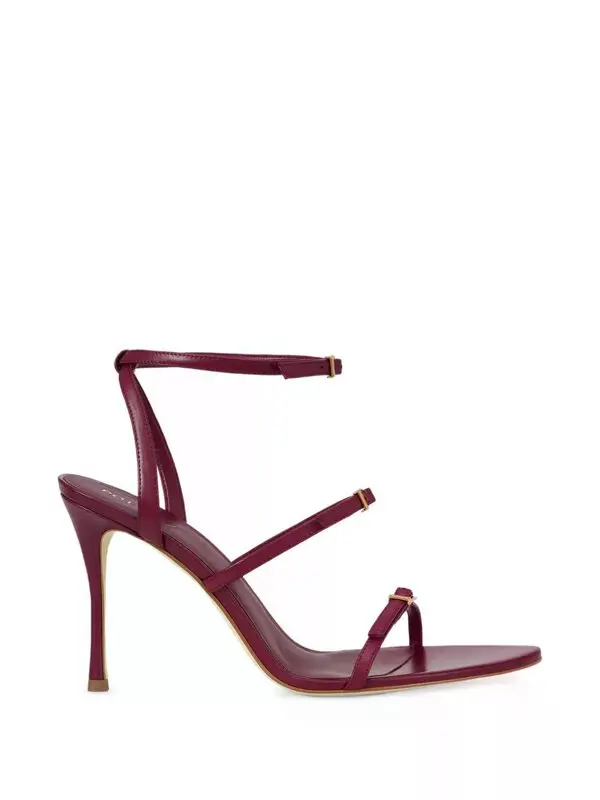 POTAMY Buckle Strap Leather Stiletto Sandals - Red