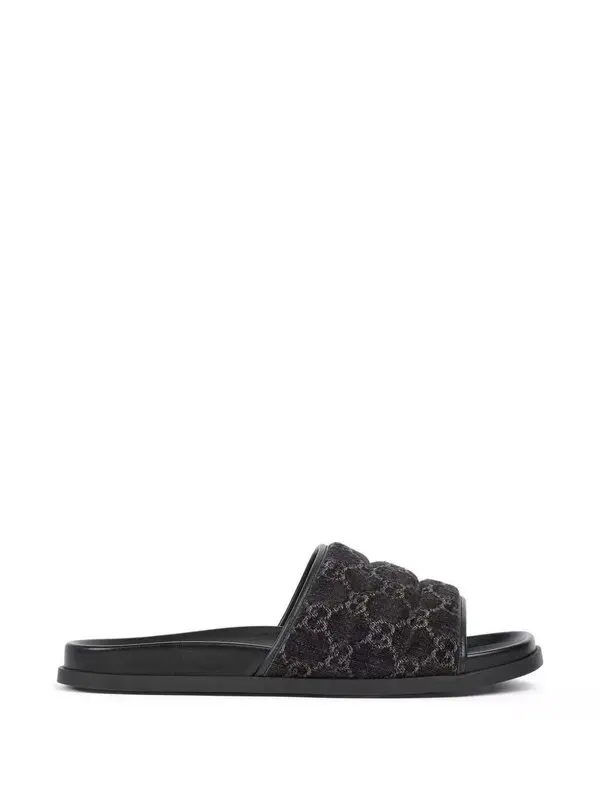 Gucci Logo-pattern Quilted Sandals - Black