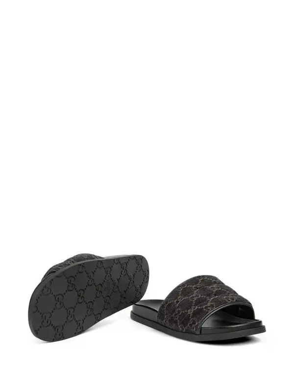 Gucci Gg Quilted Slides - Black