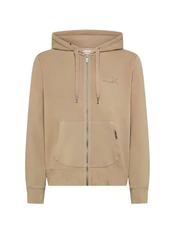 SUN 68 Embroidered Zip Hoodie - Neutrals