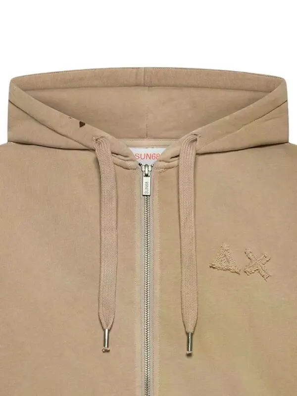 SUN 68 Embroidered Zip Hoodie - Neutrals