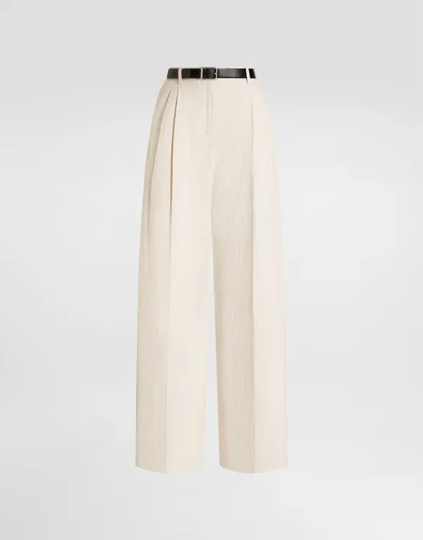 Dolce & Gabbana Rustic Cotton And Linen Canvas Trousers - White
