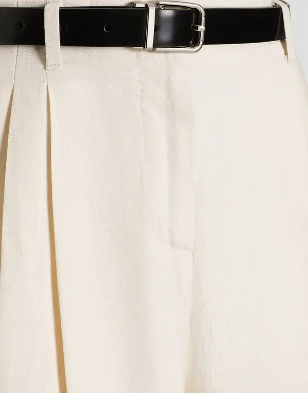 Dolce & Gabbana Rustic Cotton And Linen Canvas Trousers - White