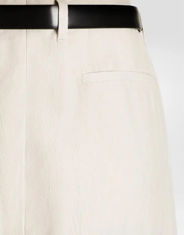 Dolce & Gabbana Rustic Cotton And Linen Canvas Trousers - White