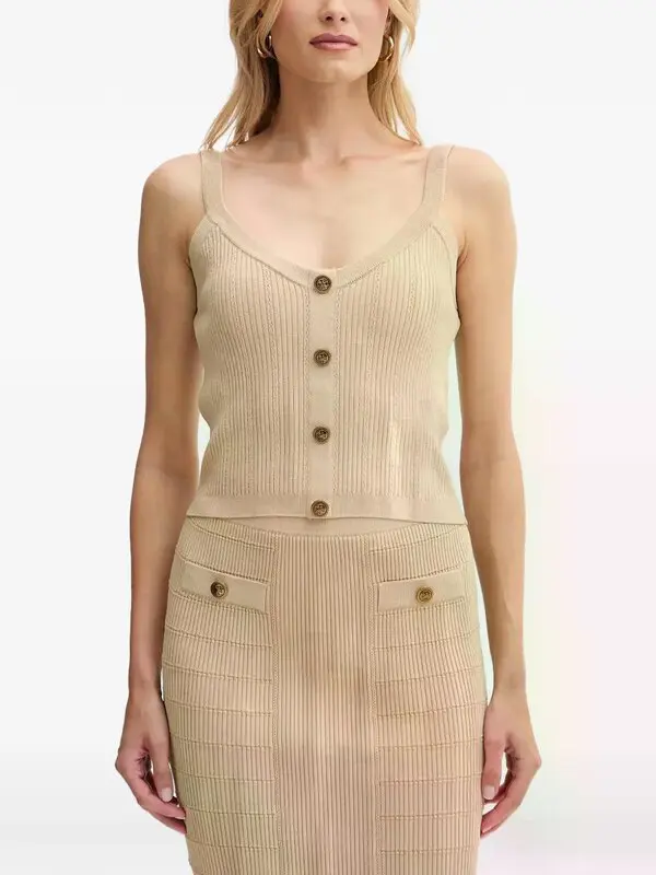 Guess Emmie Button Ribbed Top