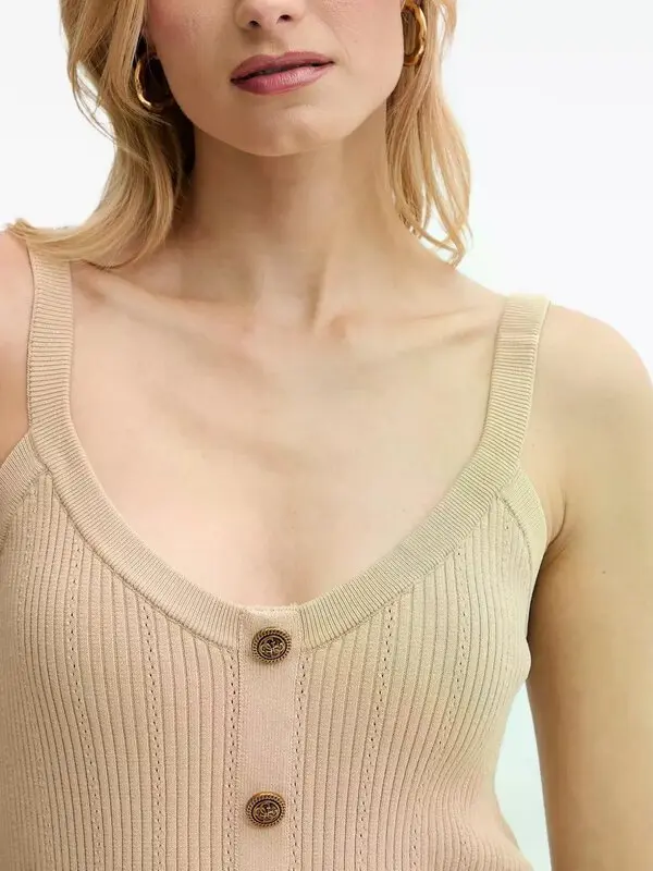 Guess Emmie Button Ribbed Top