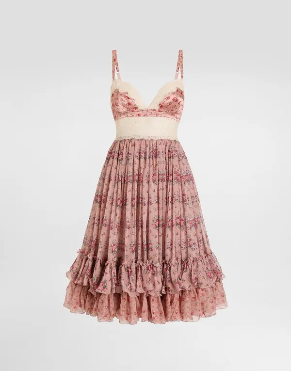 Dolce & Gabbana Floral Bouquet-print Chiffon Dress - Multicolor