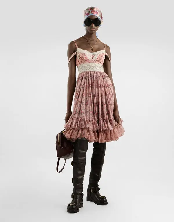 Dolce & Gabbana Floral Bouquet-print Chiffon Dress