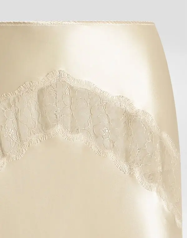 Dolce & Gabbana Silk Satin Skirt - Beige