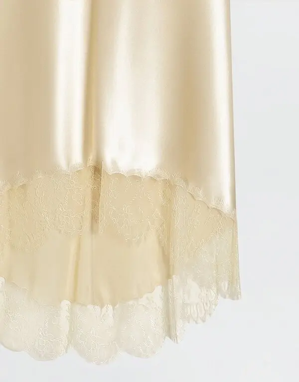 Dolce & Gabbana Silk Satin Skirt - Beige