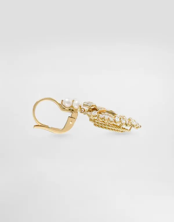 Dolce & Gabbana Devotion Diamond And Pearl Earrings - Gold