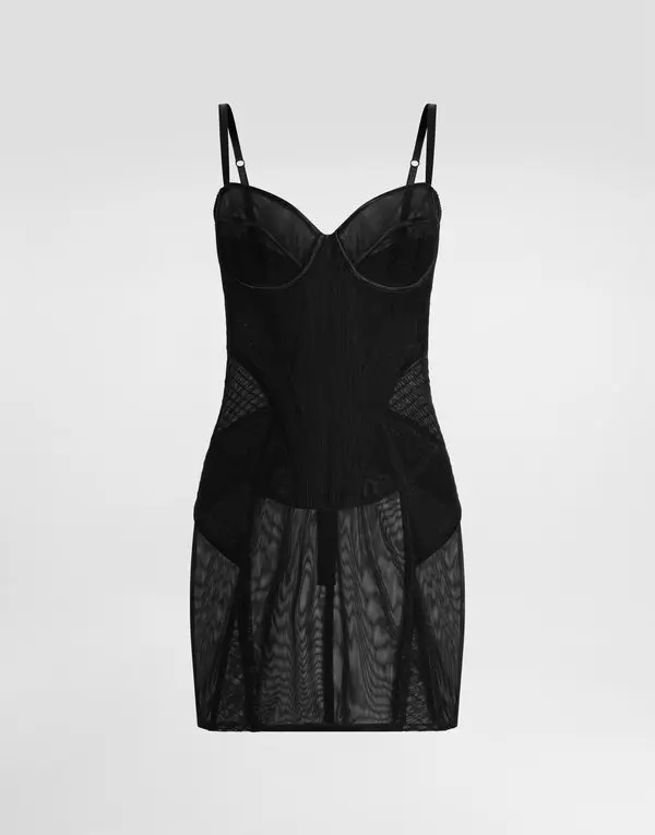 Dolce & Gabbana Stretch Tulle Mini Dress - Black