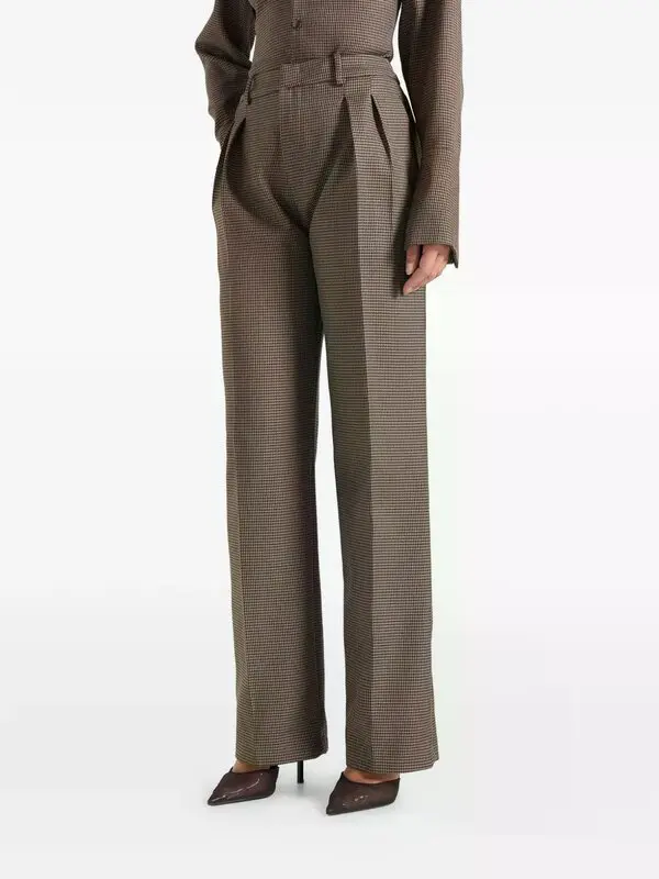 Manière De Voir Julie Houndstooth Pleated Wide Leg Trousers