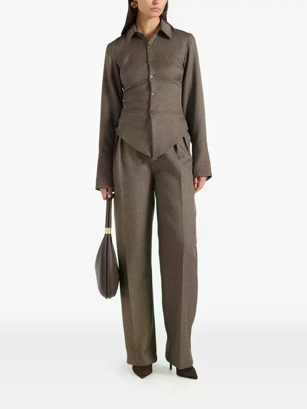 Manière De Voir Julie Houndstooth Pleated Wide Leg Trousers