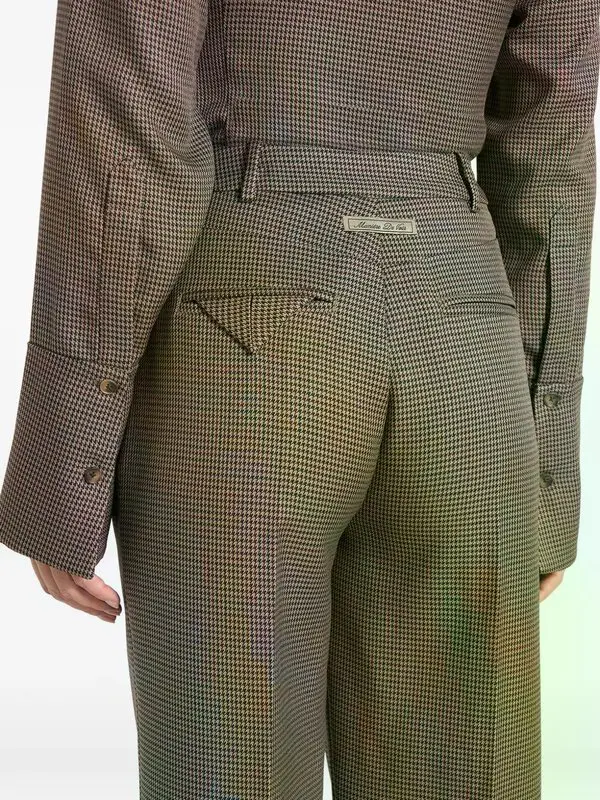 Manière De Voir Julie Houndstooth Pleated Wide Leg Trousers