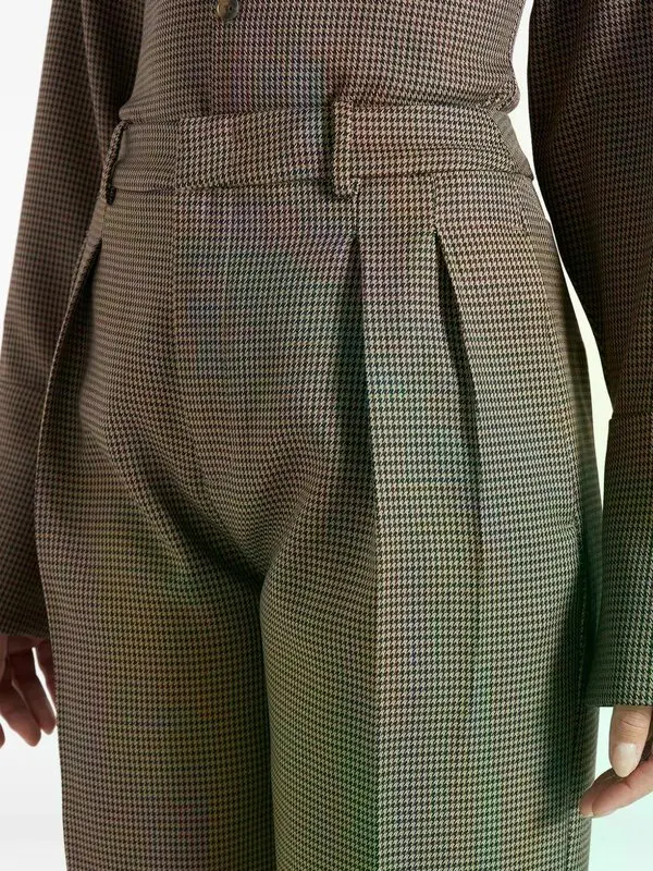 Manière De Voir Julie Houndstooth Pleated Wide Leg Trousers