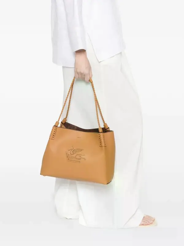 Etro Braided-handle Shoulder Bag - Neutrals