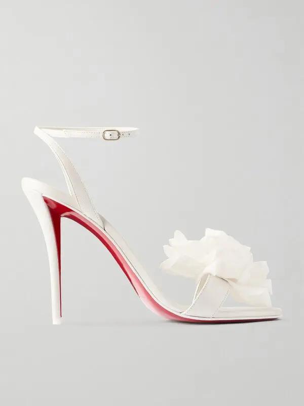CHRISTIAN LOUBOUTIN Miss Z Flora 100 Appliquéd Leather Sandals - White