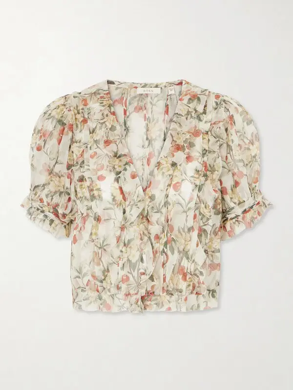 DÔEN Salona Floral-print Silk-georgette Blouse - Multi