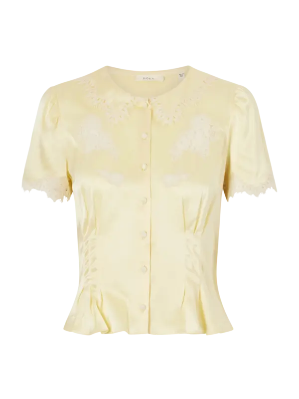 DÔEN Yvette Lace-trimmed Silk-satin Blouse - Yellow