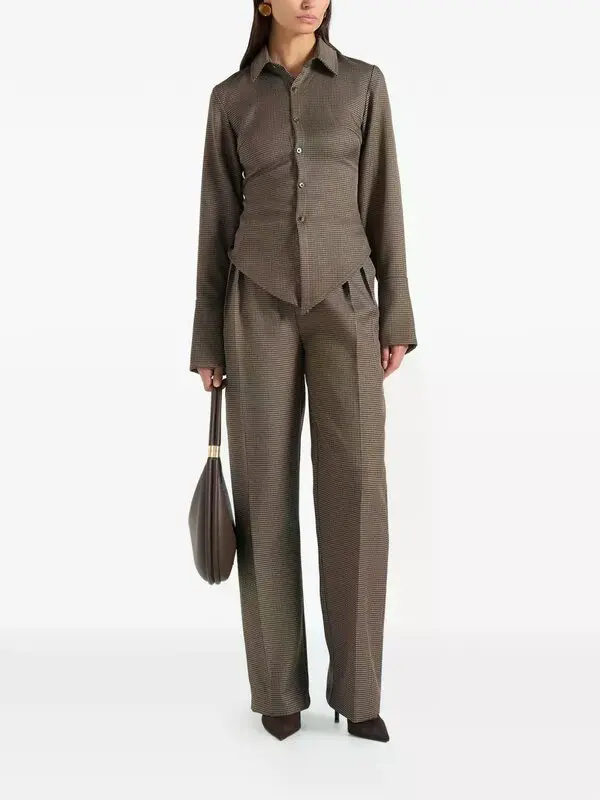 Manière De Voir Maniere De Voir Houndstooth Fitted Shirt - Brown