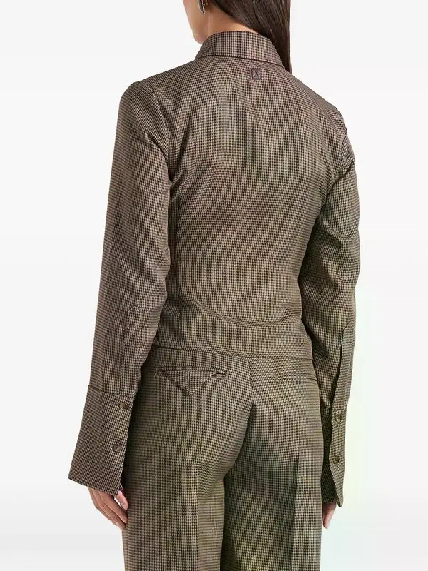 Manière De Voir Maniere De Voir Houndstooth Fitted Shirt - Brown