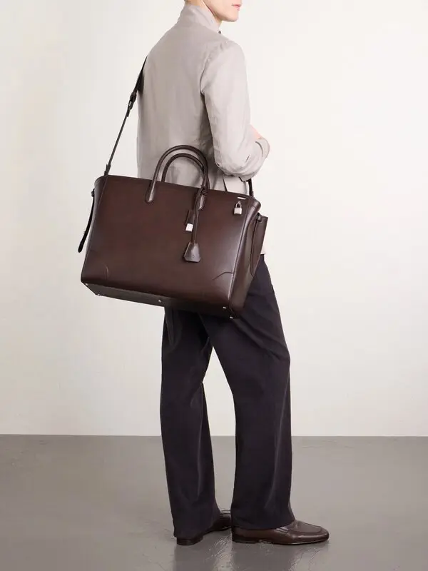 Dunhill Century 45 Patina-leather Weekend Bag