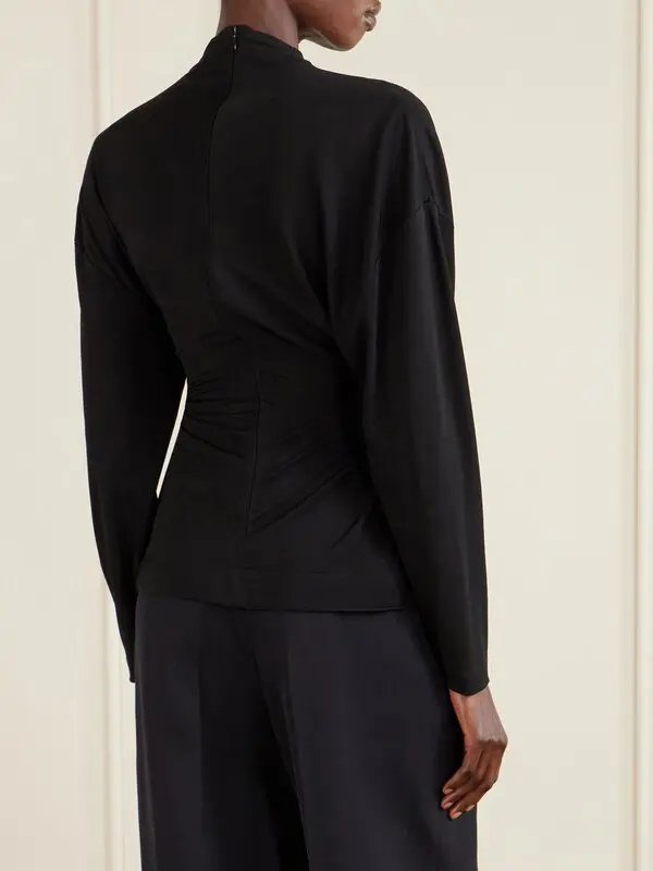 Bottega Veneta Embellished Gathered Jersey Top - Black