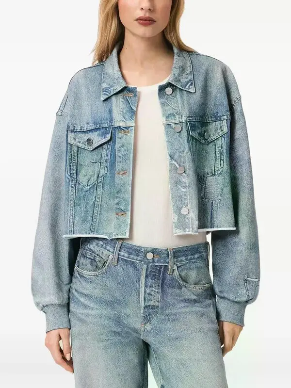 ALLSAINTS Anders Terry Illusion Crop Jacket - Blue