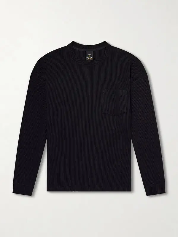 FRIZMWORKS Oversized Waffle-knit Cotton-blend T-shirt - Black