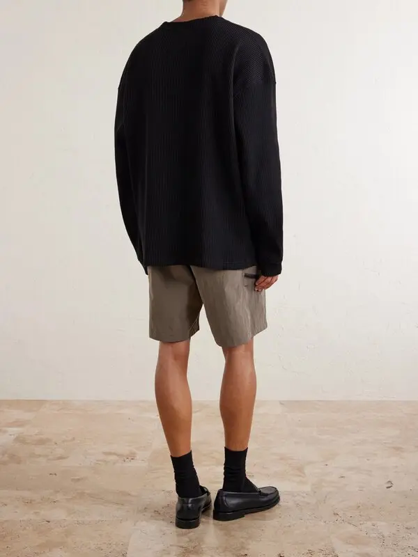 FRIZMWORKS Oversized Waffle-knit Cotton-blend T-shirt - Black