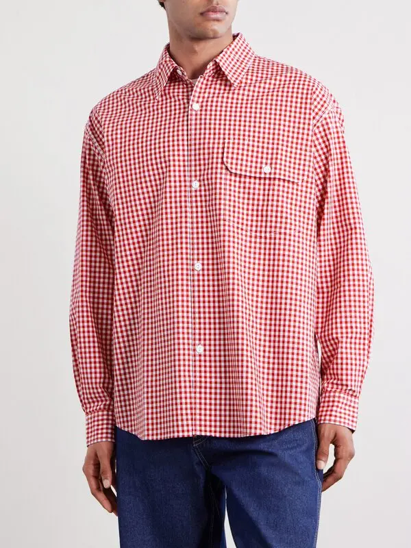 FRIZMWORKS Ease Gingham Cotton Shirt - Red