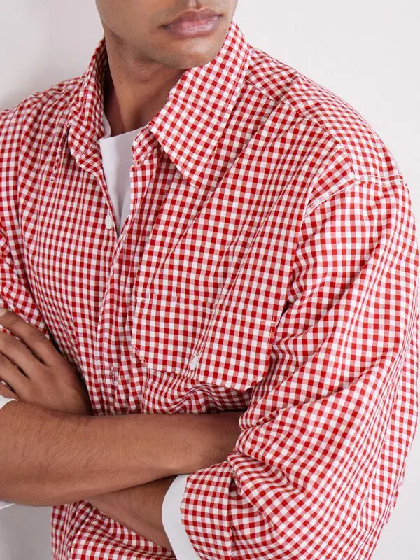 FRIZMWORKS Ease Gingham Cotton Shirt - Red