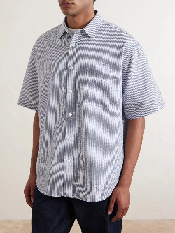 FRIZMWORKS Striped Cotton-blend Seersucker Shirt