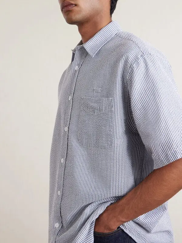 FRIZMWORKS Striped Cotton-blend Seersucker Shirt