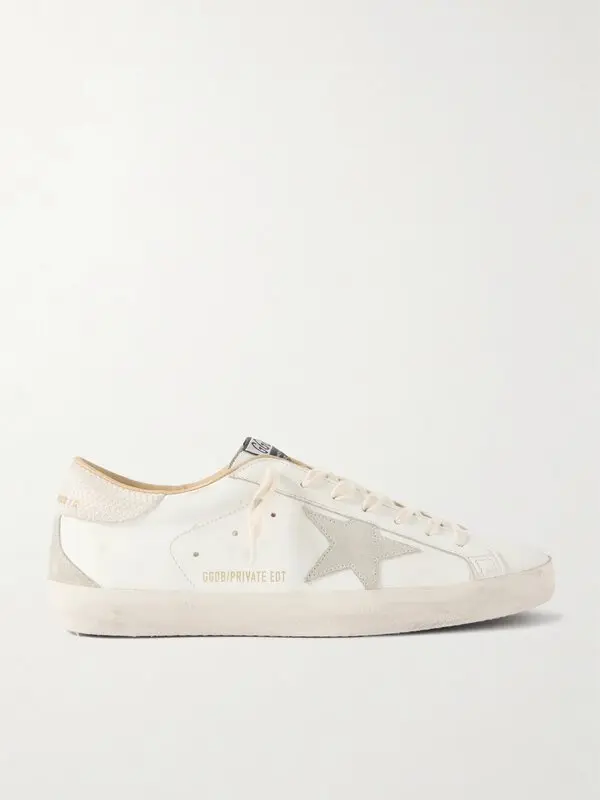 GOLDEN GOOSE Super-star Distressed Leather Sneakers - White