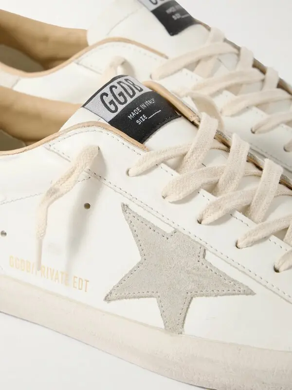 GOLDEN GOOSE Super-star Distressed Leather Sneakers - White